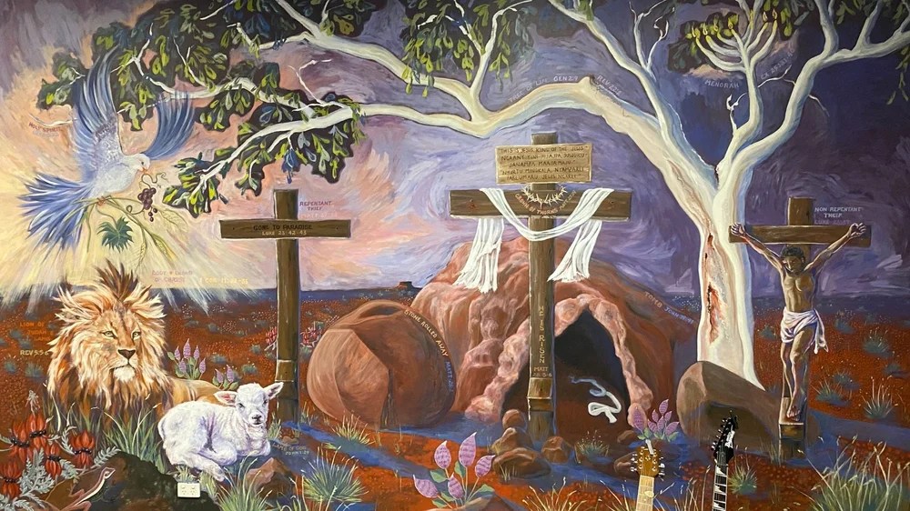 Community mural at Hedland Aboriginal Church of Christ – Curious Christian